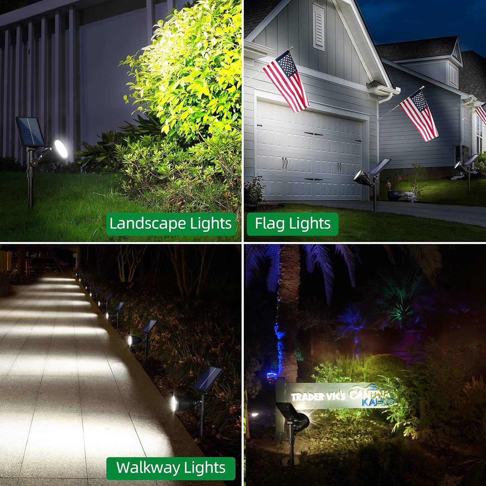 JSOT 600 LM Solar Spotlights Outdoor for Garden,IP65 Waterproof Solar Spot lights Landscape Lighting for Walkway Wall Garden Backyard Path Pathway Driveway 18LED Beads Cool White 4 Pack