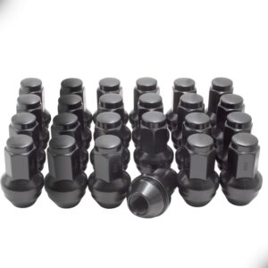 wheel accessories parts set of 24 black 14x2 factory style lug nuts cone seat fits ford f150, expedition, lincoln part # 4l3z-1012-a 7l1z-1012-a 611-288 oem style wheel lug nut (24, m14x2.0, black)