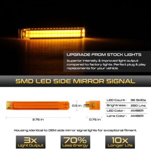 VIPMOTOZ Full LED Amber Lens Mirror Side Marker Turn Signal Light Blinker Lamp Lens Assembly Replacement Pair For 2004-2014 Ford F150 Pickup Truck, Driver & Passenger Side