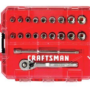 CRAFTSMAN Socket Set, SAE/Metric, 1/4" Drive, 20Piece (CMMT12008)