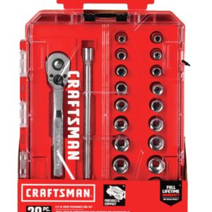 CRAFTSMAN Socket Set, SAE/Metric, 1/4" Drive, 20Piece (CMMT12008)