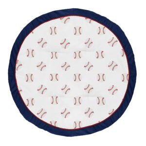 sweet jojo designs red, white and blue playmat tummy time baby and infant play mat for baseball patch sports collection