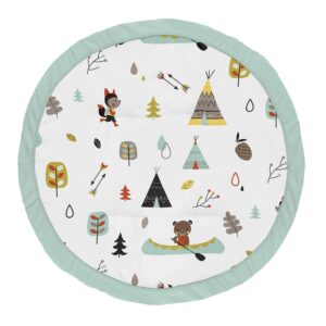 sweet jojo designs aqua and yellow woodland playmat tummy time baby and infant play mat for outdoor adventure collection