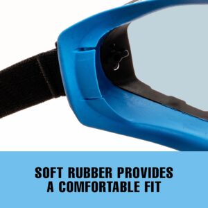 SolidWork Safety Goggles Anti-Fog Clear Lens with Adjustable Elastic Headband. Protective Eyewear for Men & Women (Tinted Blue)