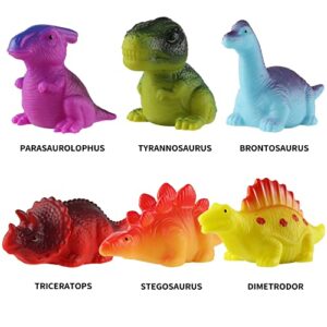 6 Packs Light-Up Floating Dinosaur Bath Toys Set, for Baby Toddler Nephew in Birthday Christmas Easter , Great Water Bathtub Shower Pool Bath Toy for Children Preschool