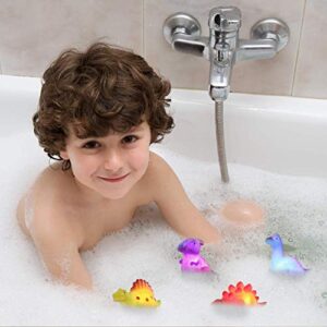 6 Packs Light-Up Floating Dinosaur Bath Toys Set, for Baby Toddler Nephew in Birthday Christmas Easter , Great Water Bathtub Shower Pool Bath Toy for Children Preschool