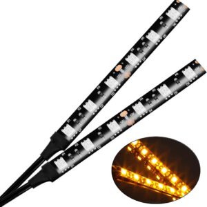 CZC AUTO 6 LED Amber Light Strip for Motorcycle Turn Signal Backup License Plate, 2PCS 12V 6-5050-SMD Waterproof Flexible Yellow Strip Light Bar Universal for Motorcycle ATV UTV Scooter Bike