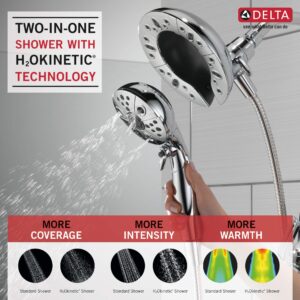 Delta Faucet Vesna 14 Series Single-Handle Shower Trim Kit with 5-Spray H2Okinetic In2ition Dual Hand Held Shower Head with Hose, Chrome 144789-I (Valve Included)