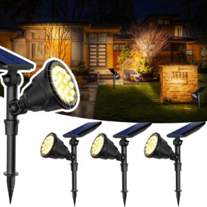 jsot 600 lumen bright solar lights outdoor waterproof,solar powered landscape spotlights solar walkway lighting for backyard garden pathway driveway path wall patio decor warm white 4 pack