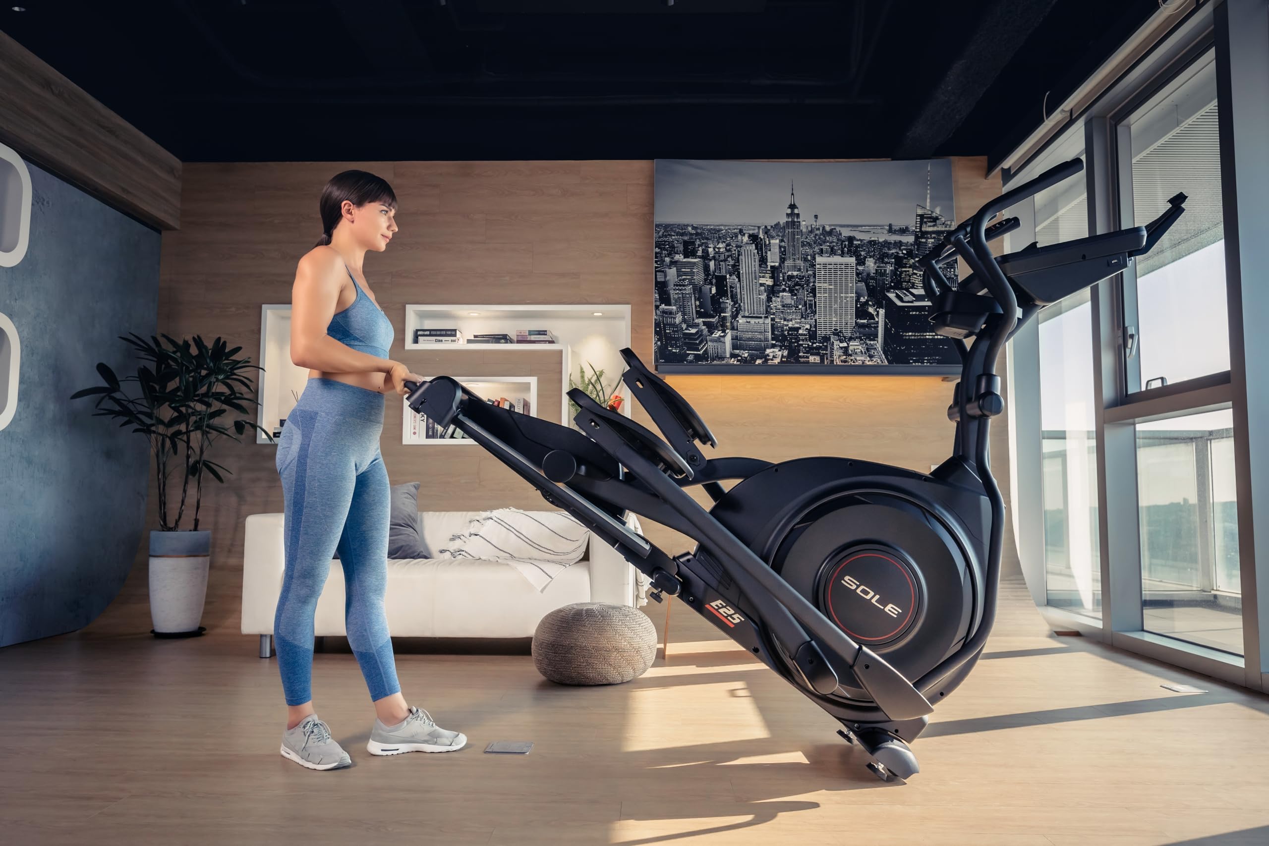 Elliptical Machine: 2023 E25 Elliptical Gym Equipment for Home and Studio, Exercise Equipment with 7.5" LCD Display, Tablet Holder, Adjustable Resistance, Power Incline and Heart Rate Monitoring (E25)