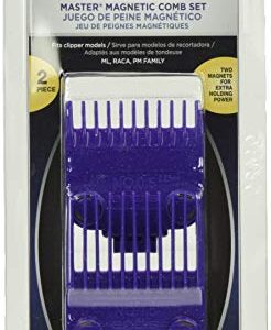 Andis 01420 Master Clipper Magnetic Comb Set - Crafted for Long-Lasting Performance - Dual Pack Sizes 0.5 & 1.5 and Fit with ML Models – Purple