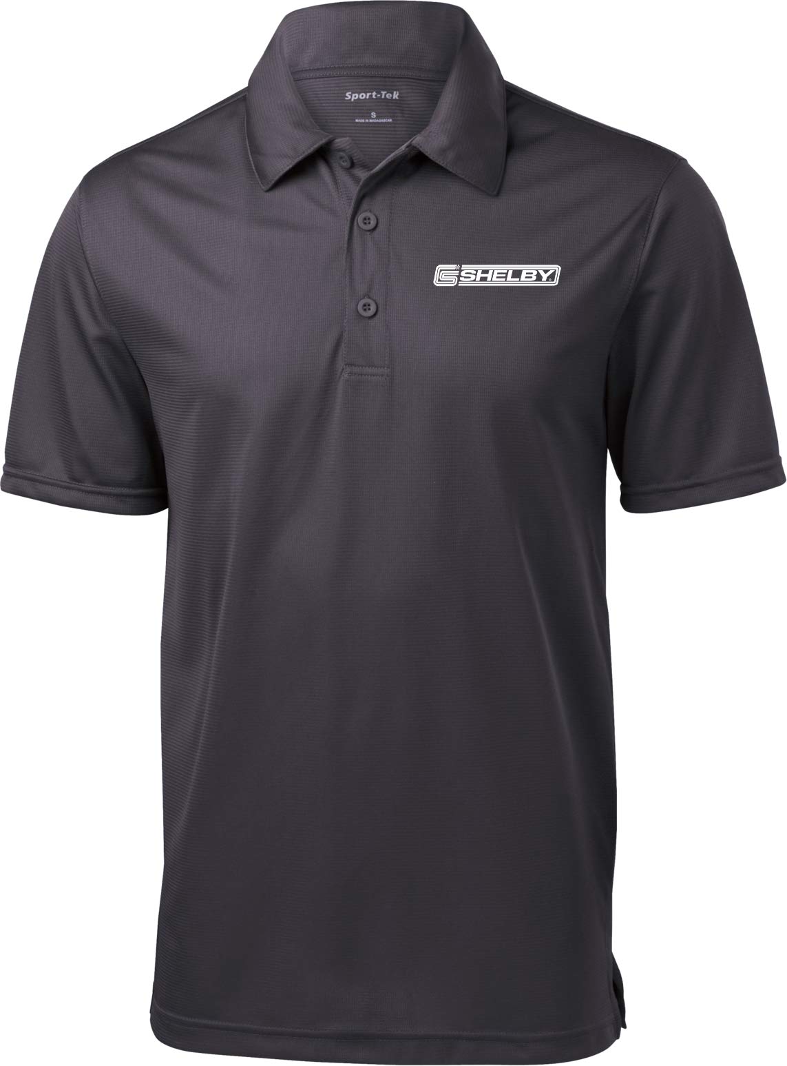 Ford Mustang Shelby Crest Pocket Print Textured Polo, Iron Grey Small