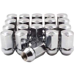 wheel accessories parts 20 pcs 9/16"-18 oem style lug nuts 0603-6433aa |611-204 | 1.66" long chrome 7/8" hex fits dodge 2009-10 dakota | 2003-09 durango | 2002-10 ram 1500