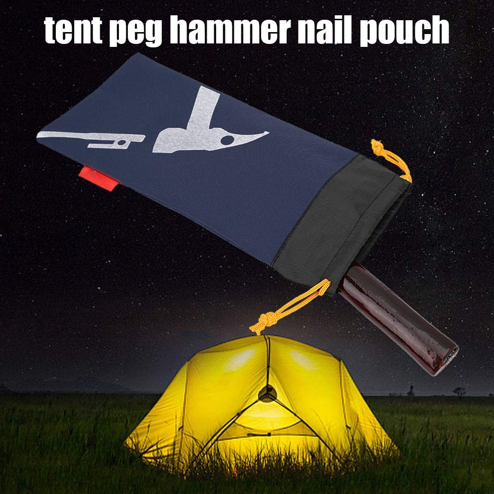 Tent Hammer Bag Outdoor Tent Accessories Storage Bag Pack Tent Pegs Nails Hammer Tool Pouch (Blue)