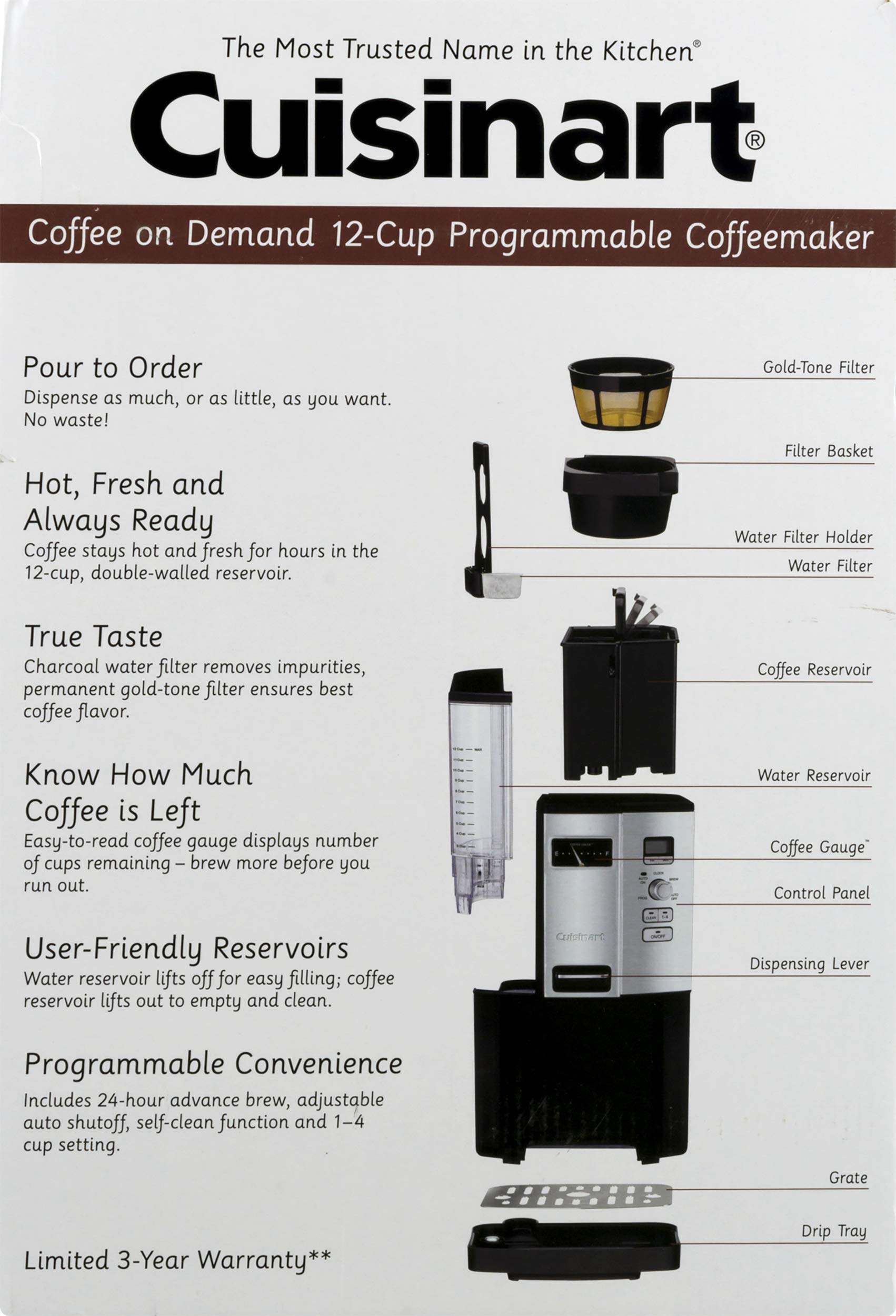 Cuisinart DCC-3000 Coffee-on-Demand 12-Cup Programmable Coffeemaker With Filter