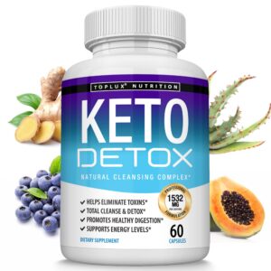 toplux keto detox pills advanced cleansing extract – 1532 mg natural acai colon cleanser formula, flush toxins & excess waste, for men women, 60 capsules, supplement