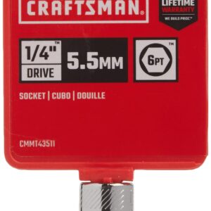 CRAFTSMAN Shallow Socket, Metric, 1/4-Inch Drive, 5.5mm, 6-Point (CMMT43511)