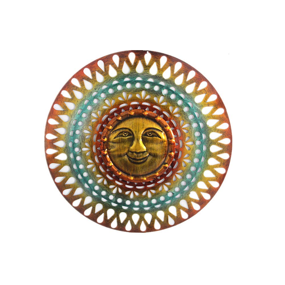 Woerte home 15.75-inch Metal Sun Art Wall Hanging Unique DIY INDOOR and Outdoor Home decoration