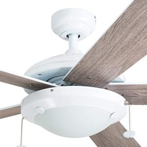 Prominence Home Bolivar, 52 Inch Modern LED Ceiling Fan with Light, Pull Chain, Dual Mounting Options, Dual Finish Blades, Reversible Motor - 80101-01 (White)