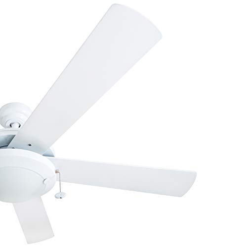 Prominence Home Bolivar, 52 Inch Modern LED Ceiling Fan with Light, Pull Chain, Dual Mounting Options, Dual Finish Blades, Reversible Motor - 80101-01 (White)