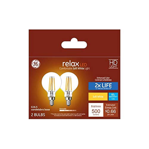 GE Relax 60-Watt EQ Soft White Dimmable Globe Light Bulb (2-Pack)