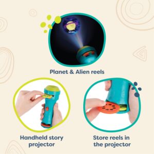 B. toys- Light Me To The Moon - Blue- Pretend Play Projector Flashlight – 2 Image Reels – Planet & Alien Projections- Space Toys For Kids – 4 Years +