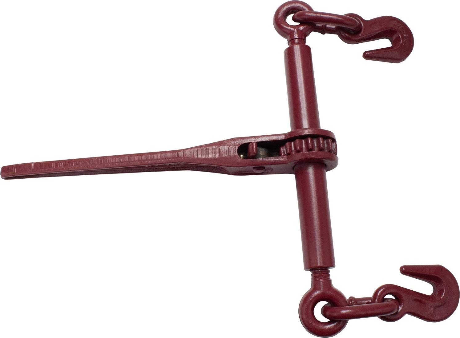 Mytee Products (4 Pack) 5/16"-3/8" Heavy Duty Ratchet Lever Load Binder w/Grab Hooks 5,400 Lbs Working Load Limit - Red | Tie Down Hauling Chain Binders for Flatbed Truck Trailer