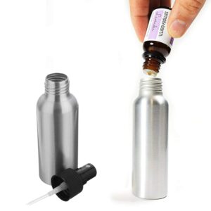 Cheung Constore 120ml 4oz Aluminum Fine Mist Atomizers Spray Bottle Metal Refillable Containers Liquid Storage Pump Vials For Essential Oils,Aromatherapy,Perfumes-2 Pack (Black Sprayer)