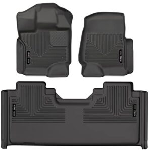 husky liners - weatherbeater | fits 2015 - 2024 ford f-150 supercab - front & 2nd row liner - black, 3 pcs. | 94051