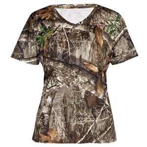 habit women's doss cabin short sleeve camo tee, x-large, realtree edge