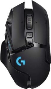 logitech g502 lightspeed wireless gaming mouse, hero 25k sensor, 25,600 dpi, rgb, adjustable weights, 11 programmable buttons, long battery life, powerplay-compatible, pc/mac - black