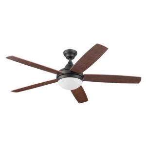 prominence home 80093-01 ashby ceiling fan with remote control and dimmable integrated led light frosted fixture, 52" contemporary indoor, 5 blades, espresso bronze