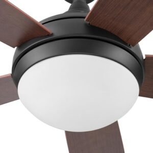 Prominence Home 80093-01 Ashby Ceiling Fan with Remote Control and Dimmable Integrated LED Light Frosted Fixture, 52" Contemporary Indoor, 5 Blades, Espresso Bronze