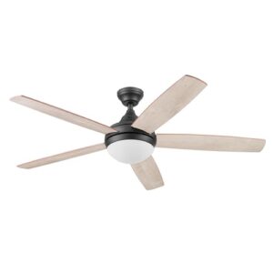 Prominence Home 80093-01 Ashby Ceiling Fan with Remote Control and Dimmable Integrated LED Light Frosted Fixture, 52" Contemporary Indoor, 5 Blades, Espresso Bronze