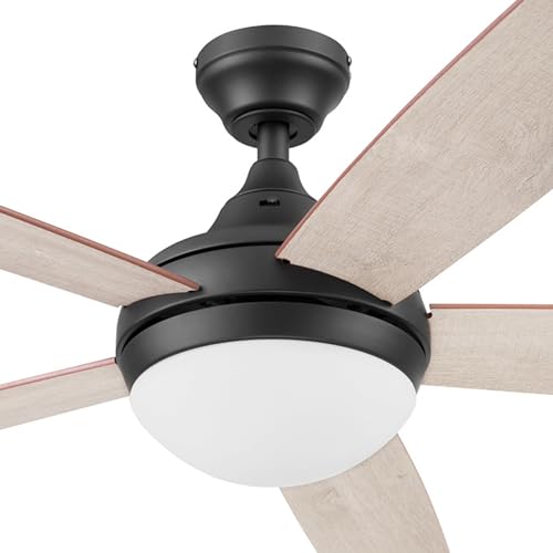 Prominence Home 80093-01 Ashby Ceiling Fan with Remote Control and Dimmable Integrated LED Light Frosted Fixture, 52" Contemporary Indoor, 5 Blades, Espresso Bronze