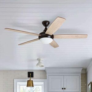 Prominence Home 80093-01 Ashby Ceiling Fan with Remote Control and Dimmable Integrated LED Light Frosted Fixture, 52" Contemporary Indoor, 5 Blades, Espresso Bronze