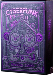 cyberpunk purple playing cards, cardistry decks, black deck of playing cards for kids & adults, cool playing cards with card game e-book, unique playing cards for poker, cyberpunk cards