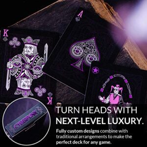 Cyberpunk Purple Playing Cards, Cardistry Decks, Black Deck of Playing Cards for Kids & Adults, Cool Playing Cards with Card Game e-Book, Unique Playing Cards for Poker, Cyberpunk Cards