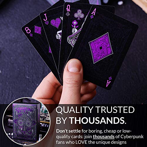 Cyberpunk Purple Playing Cards, Cardistry Decks, Black Deck of Playing Cards for Kids & Adults, Cool Playing Cards with Card Game e-Book, Unique Playing Cards for Poker, Cyberpunk Cards