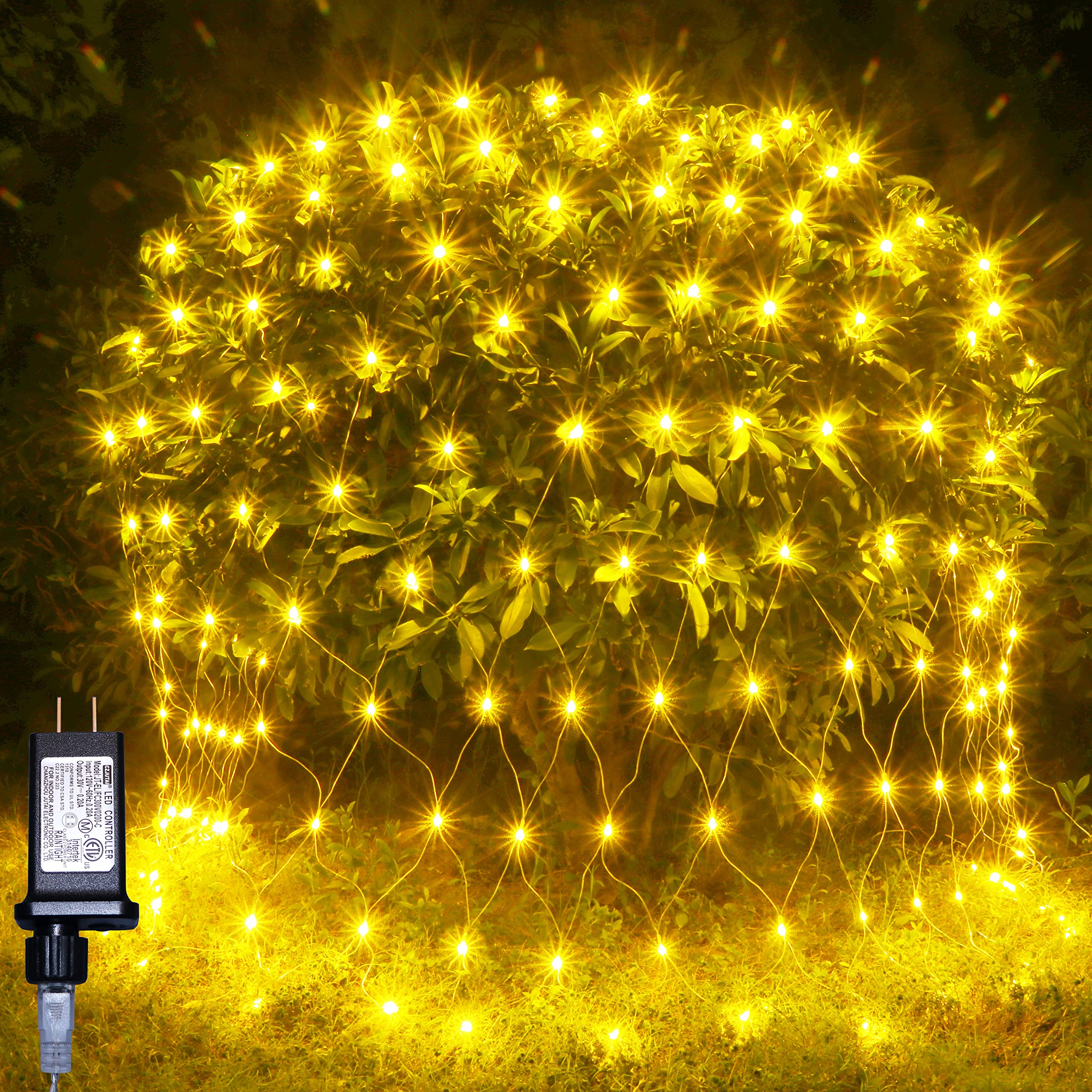 Christmas Decorations String Lights Outdoor, Net Mesh Lighting 200 Led Bulbs Waterproof, for Indoor, Curtain, Tree, Halloween, Bush, Party, Wedding, Fairy, Wall (9.8'x6.6', Plug in, Warm White)