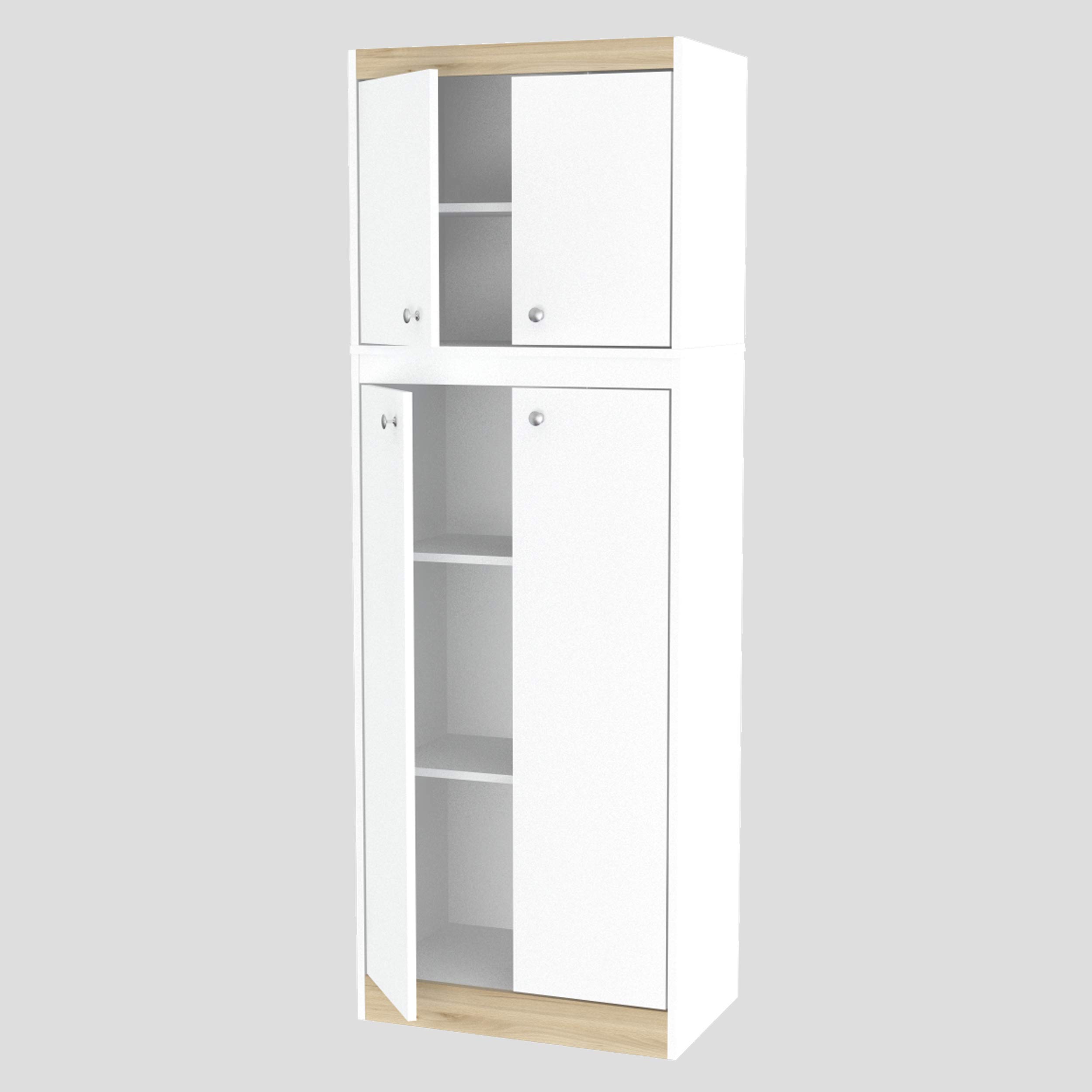 Inval Galley Kitchen 4-Door Storage Cabinet, White & Vienes Oak