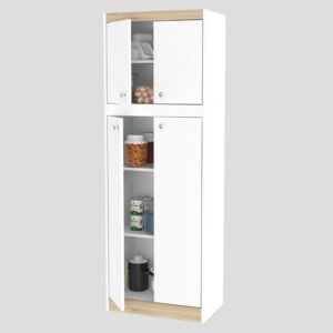 Inval Galley Kitchen 4-Door Storage Cabinet, White & Vienes Oak