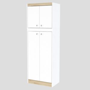 Inval Galley Kitchen 4-Door Storage Cabinet, White & Vienes Oak