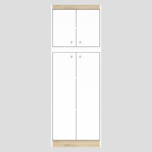 Inval Galley Kitchen 4-Door Storage Cabinet, White & Vienes Oak