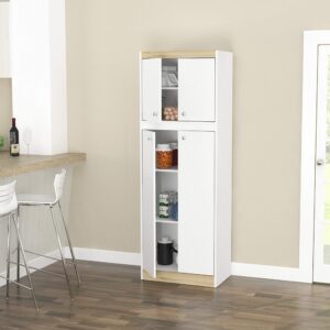 Inval Galley Kitchen 4-Door Storage Cabinet, White & Vienes Oak