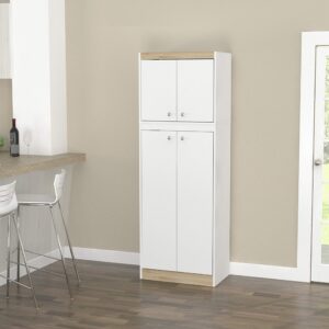 Inval Galley Kitchen 4-Door Storage Cabinet, White & Vienes Oak