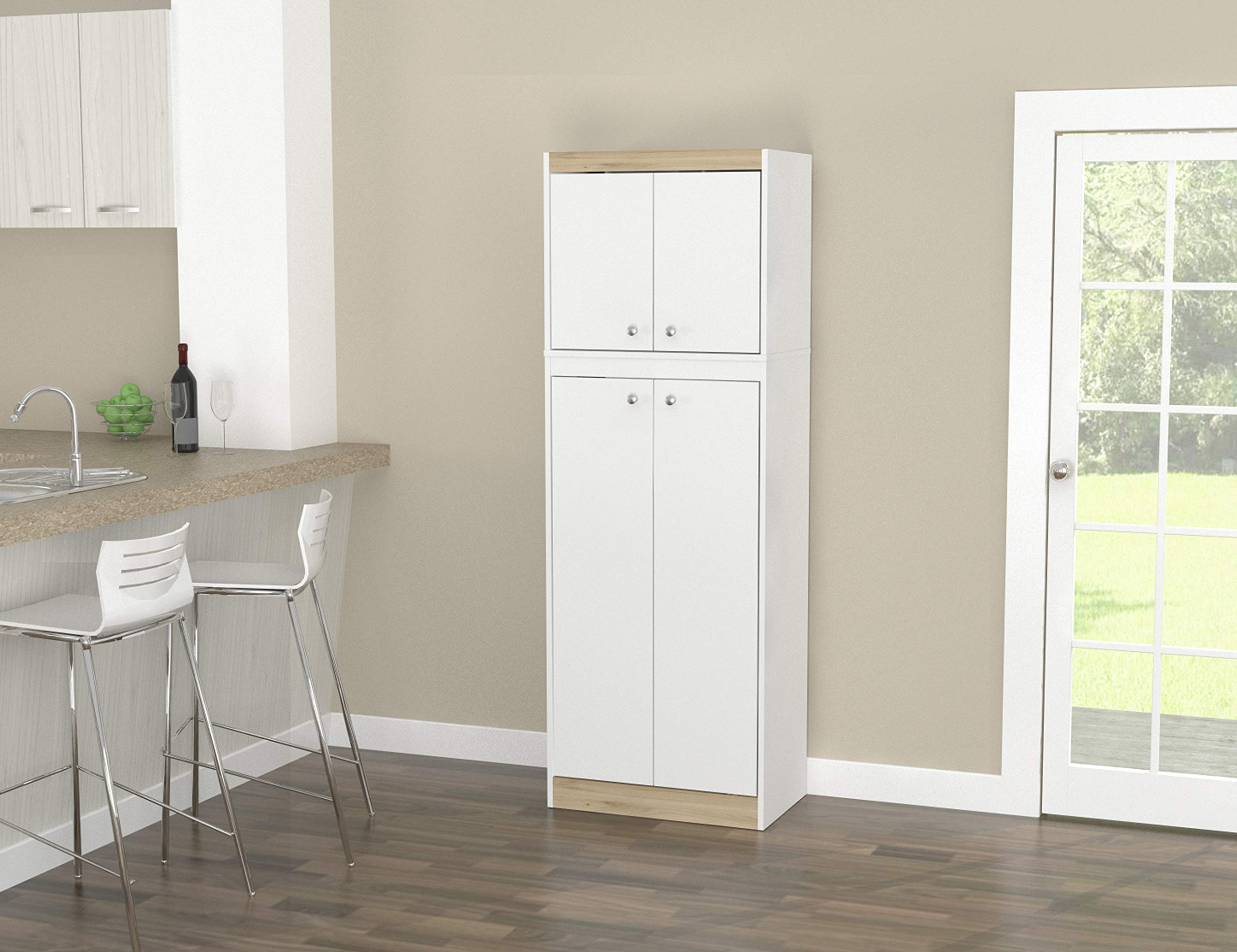 Inval Galley Kitchen 4-Door Storage Cabinet, White & Vienes Oak