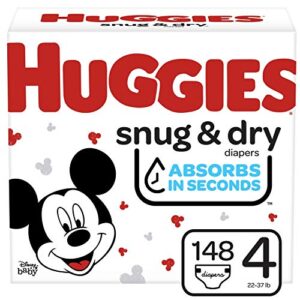 huggies snug & dry baby diapers, size 4, 148 ct