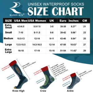 RANDY SUN Waterproof Workout Training Socks, Men's Comfortable Warm Dry Stay Active Healthy Seamless Perfect Hiking Fishing Skiing Hunting Wading Trail Socks(1 Pair Midcalf Black M)