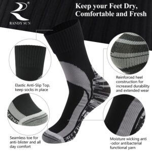 RANDY SUN Waterproof Workout Training Socks, Men's Comfortable Warm Dry Stay Active Healthy Seamless Perfect Hiking Fishing Skiing Hunting Wading Trail Socks(1 Pair Midcalf Black M)